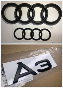 Audi A3 Front Rear Emblem Full Set Matte Black Badge Set For Audi A3 | eBay