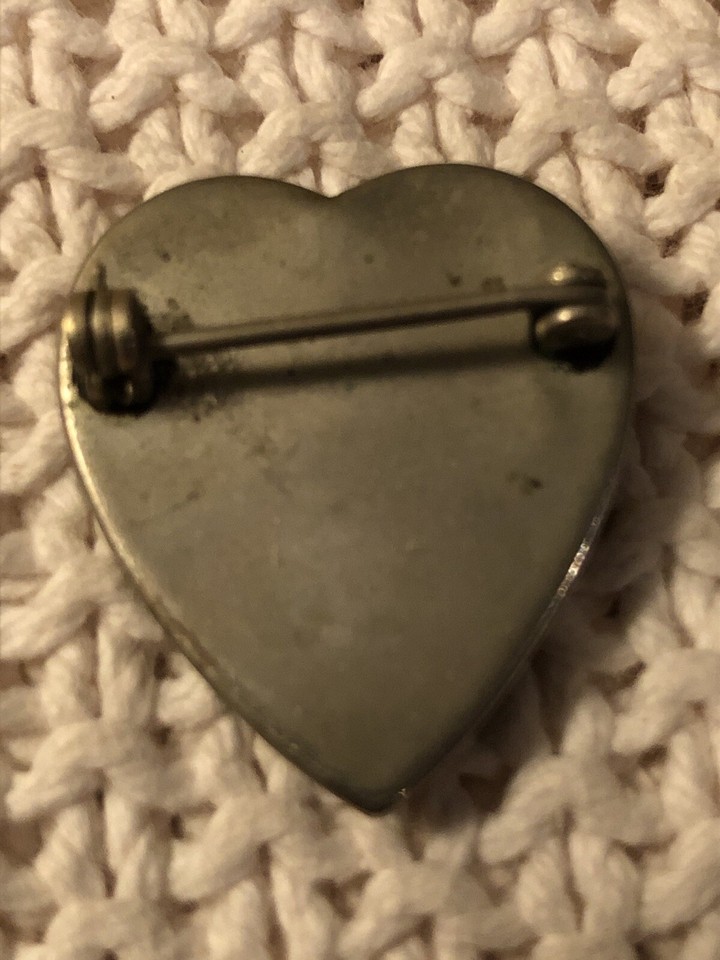 Vintage Heart Shaped Pendant Pin - Silver Tone & Blue Morpha Wing ...