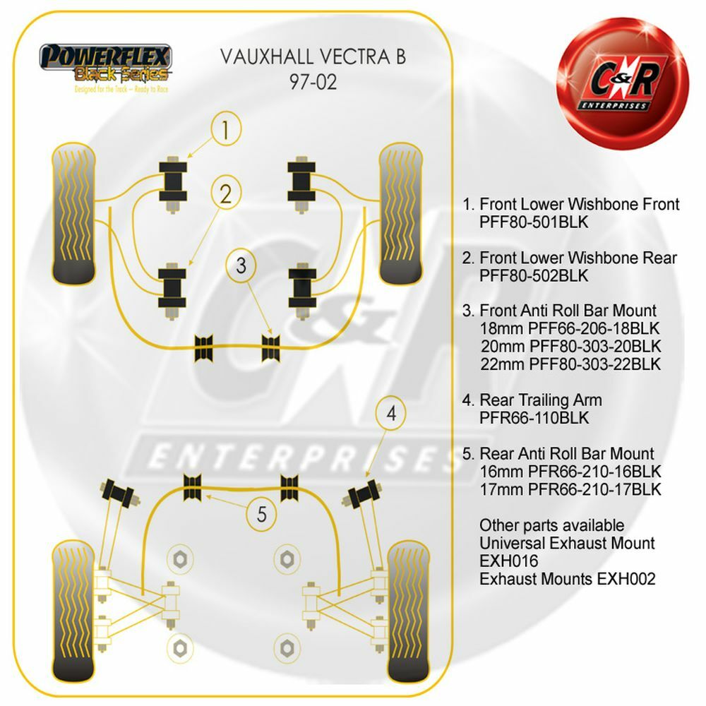 Powerflex Black FrLowWishbone Rr Bushes For Vauxhall Vectra B 97-02 ...