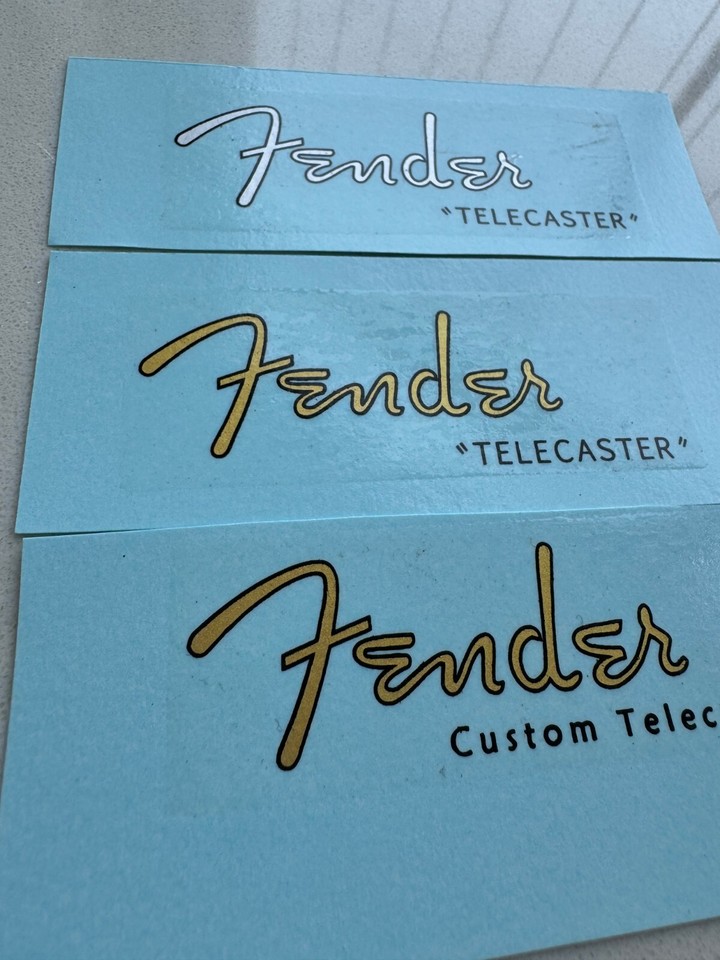 3Pcs FENDER CUSTOM TELECASTER Guitar Headstock Waterslide Transfer ...