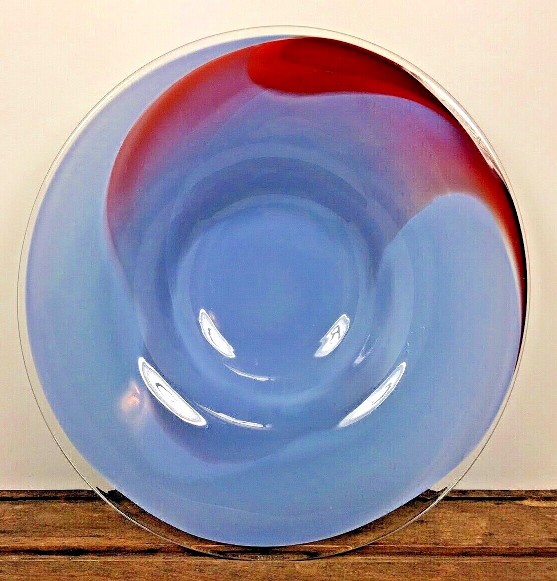 Collectable Hand Blown Art Studio Glass Bowl Sign Jim Kingwell IceFire ...