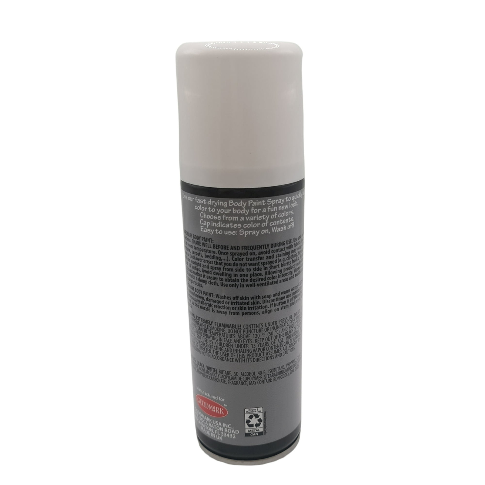 4 Cans Goodmark Halloween Body Paint Spray Makeup 3 White, 1 Black Net ...