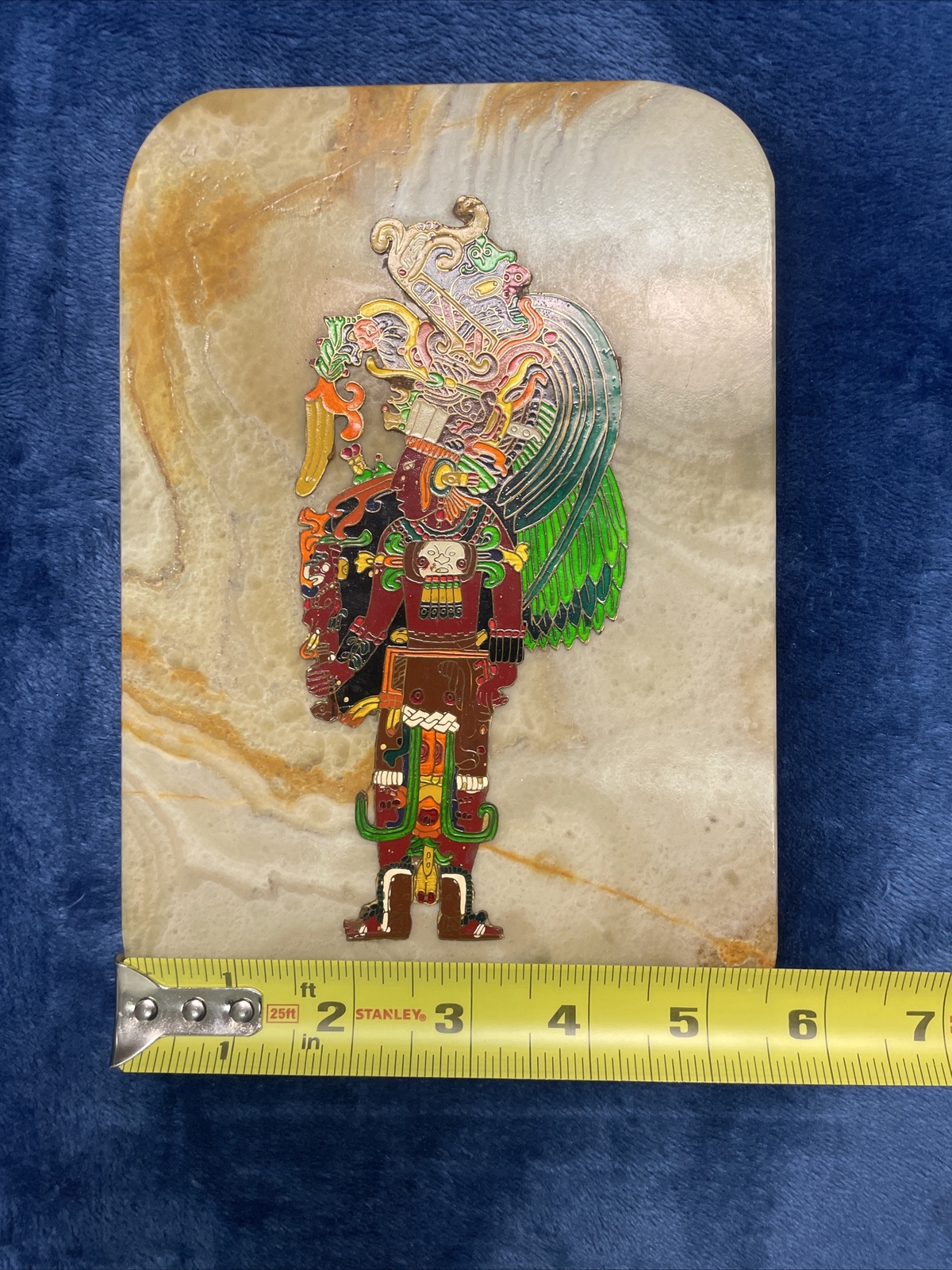 Mayan God Enamel Figure On Marble Stone Plaque | eBay