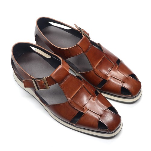 Mens Fashionable Real Leather Romal Sandals Casual Hollow Out Summer ...