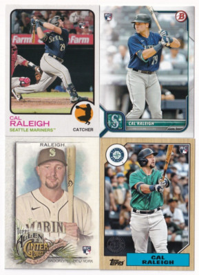 (4) DIFFERENT Cal Raleigh 2022 TOPPS SERIES 1 + HERITAGE + A&G ++ RC ...