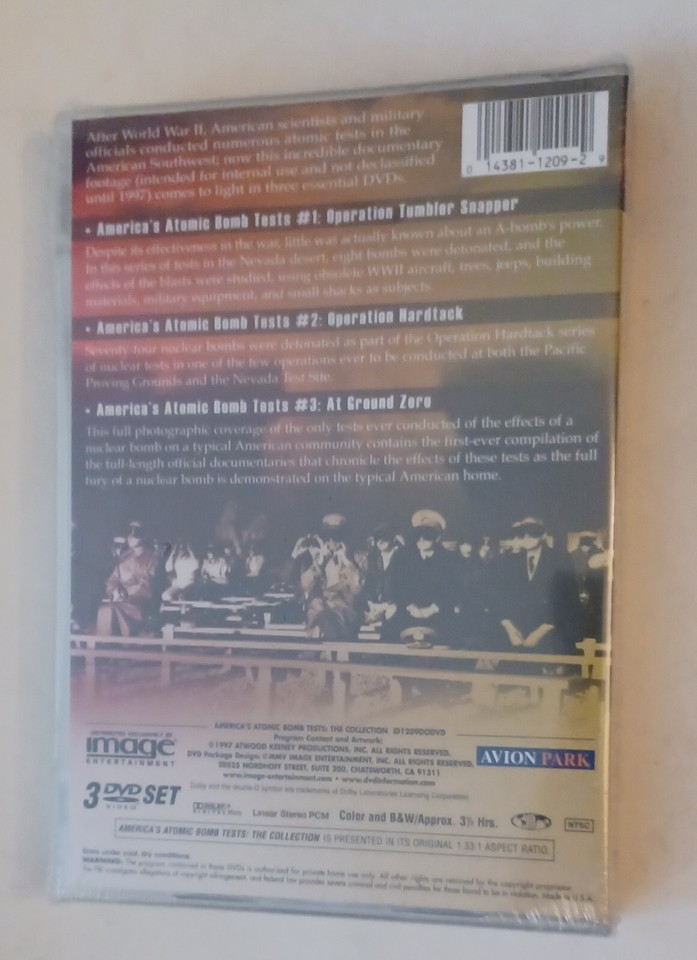 America's Atomic Bomb Tests Brand New 3 DVD Set Sealed! History War ...