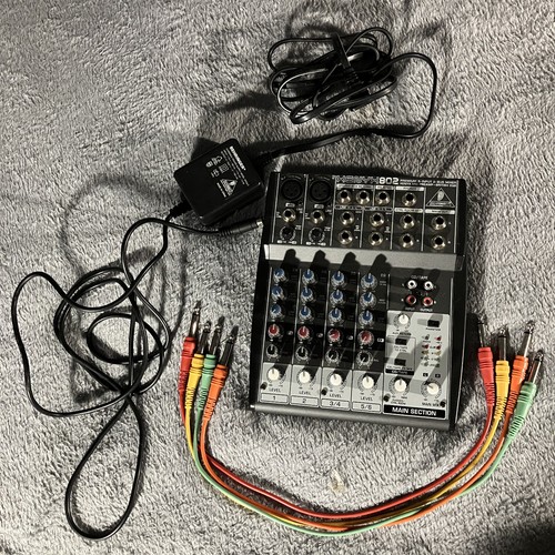 Behringer XENYX 802 Premium 8-Channel Audio Mixer w Power Supply +4 Patch Cables | eBay