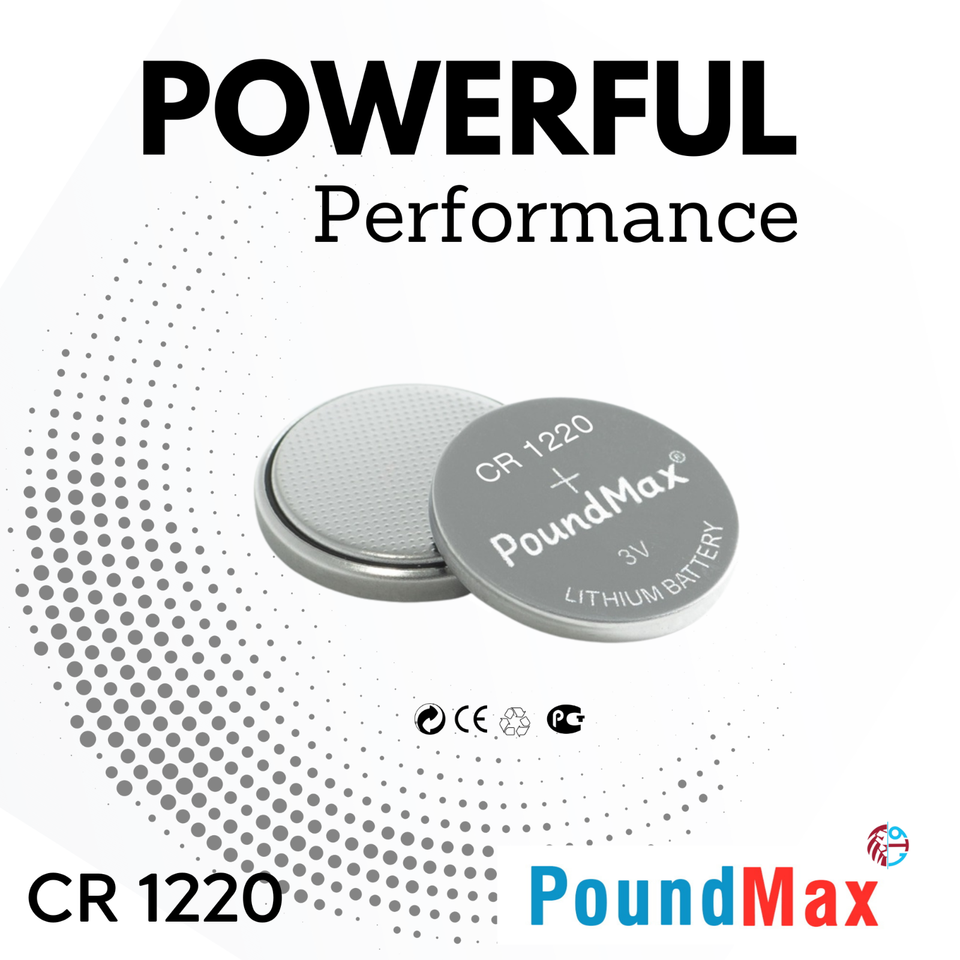 20 X CR1220, 1220, BR1220, DL1220, ECR1220 PoundMax Lithium Coin Cell ...