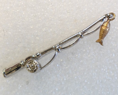 Fishing Rod Pinback Button with Fish Charm Lapel Pin | eBay