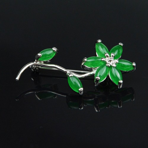Green Jade Flower Brooch Trendy Charm Brooches For Women Fashion ...
