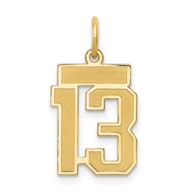 14k Yellow Gold Small Satin Number 13 Charm Pendant for Women | eBay