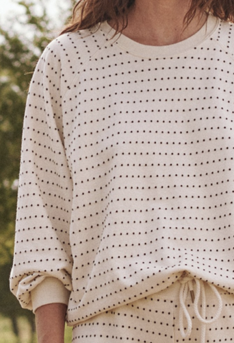 The Great Swiss Dot College Sweatshirt Size M Textured Crop Sleeve MSRP ...