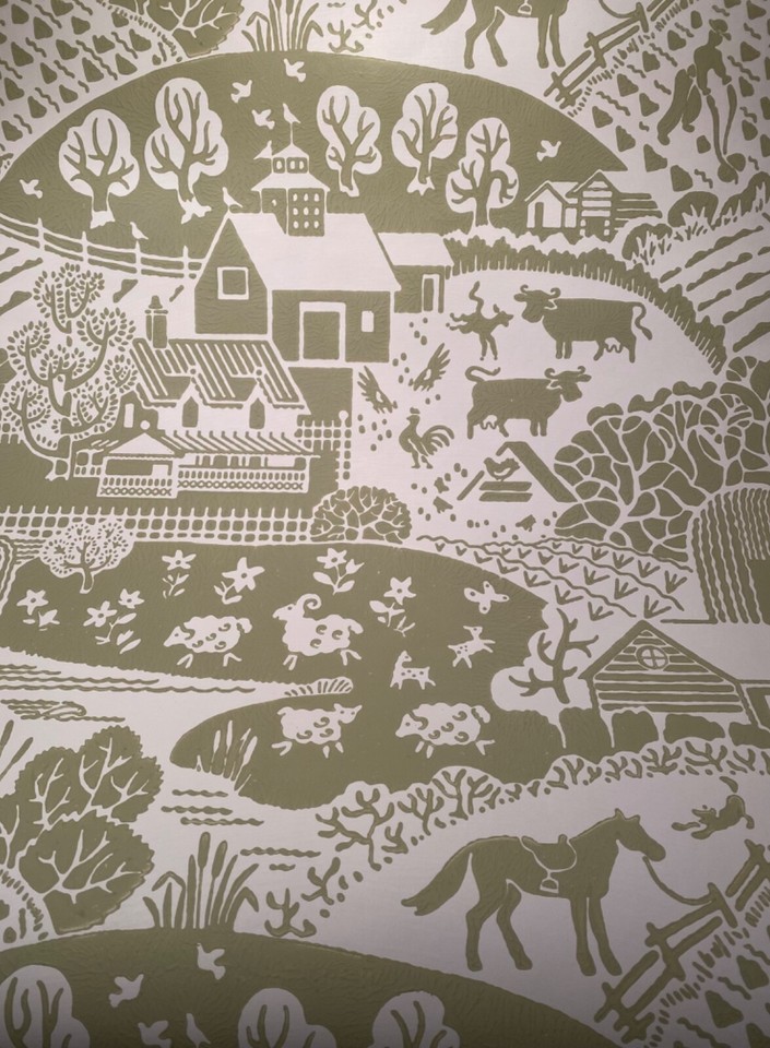 FARROW & BALL Gable Ash Grey W9 Paint Hand Printed Scenic Wallpaper ...