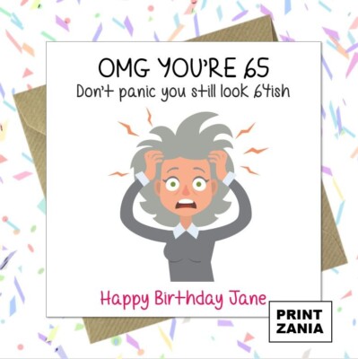 Personalised FUNNY 65th BIRTHDAY CARD Rude Adult Joke Women Aunty Mum ...