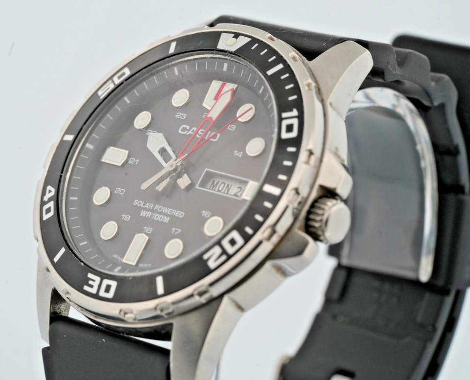 Casio MTP-S110 Men's Black Resin Band Solar Powered Analog Dial Wrish ...