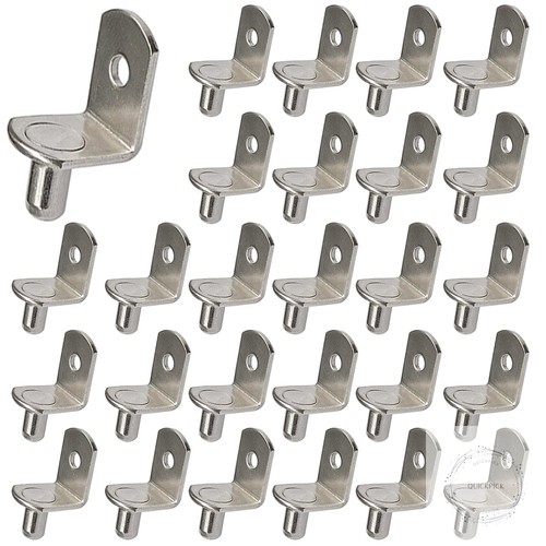 50 Pack Shelf Support Pegs, 6mm Metal Nickel L-Shaped Support Pegs with ...