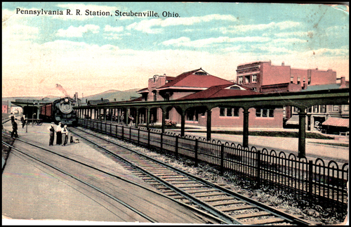 Postcard Vintage Pennsylvania Railroad Train Station Steubenville, OH ...