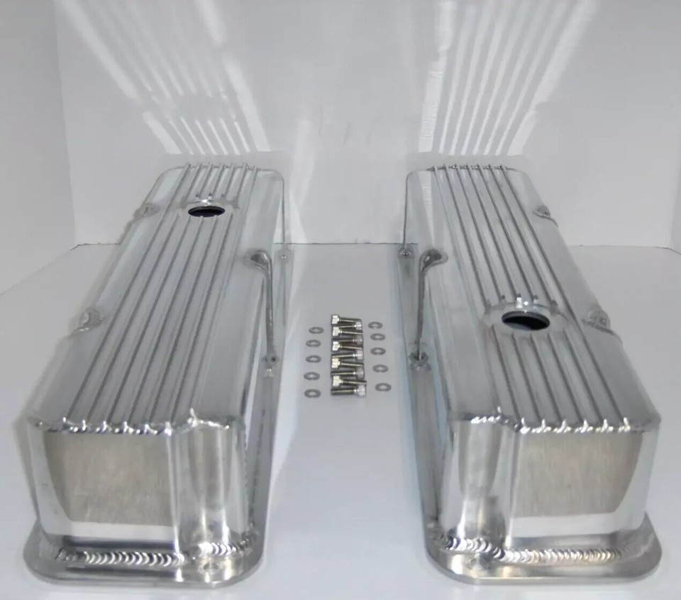 Ford FE Finned Fabricated Aluminum Tall Valve Covers BBF 332 352 390 ...