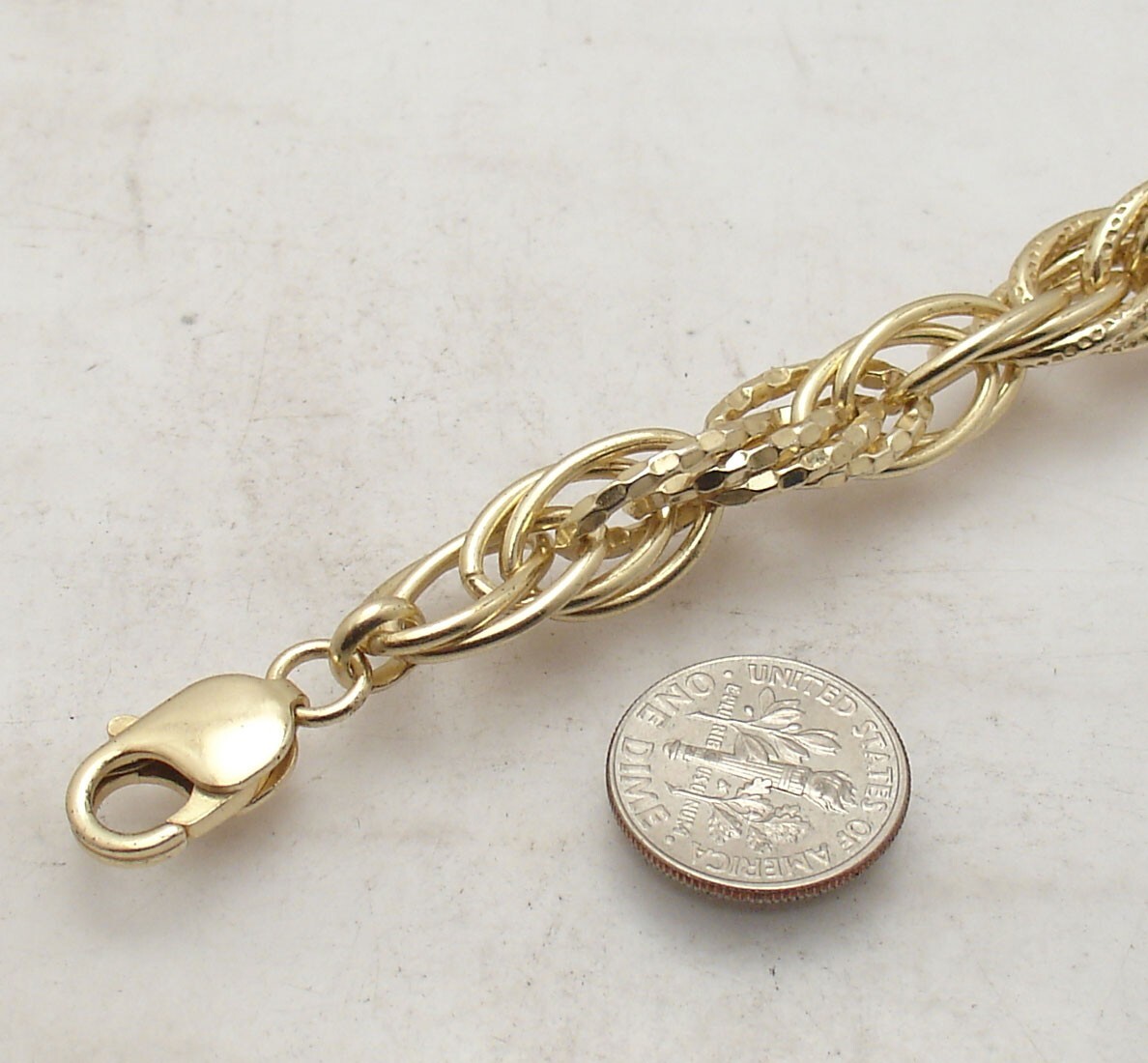 7.5" Bellezza Multi Oval Link Bracelet Lobster Lock Solid Yellow Bronze | eBay