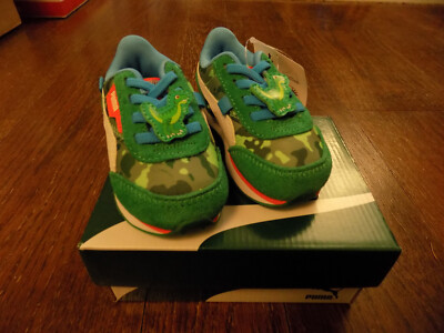 Puma Coco X Future Rider Lace Up DINOSAUR Green camo Sneakers sz 4 ...