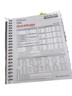 Thomson Reuters Checkpoint 1040 Quick finder Handbook 2019 Tax Year | eBay
