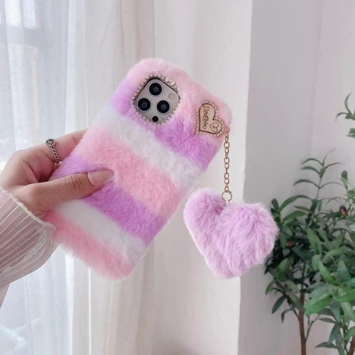 Fluffy Plush Love Fuzzy Phone Case For iPhone 11 12 13 Pro Max XR XS X ...