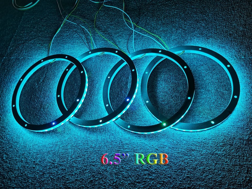 4PCS 6.5in RGB w/ White LED Speaker Rings Universal for Car Truck Boat ...
