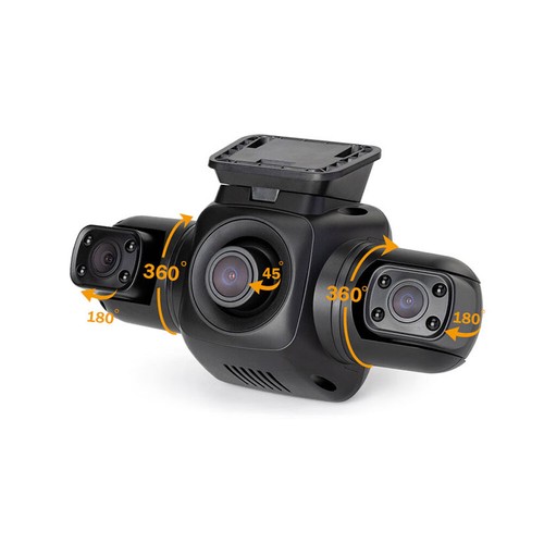 1x 360° Dash Cam Recorder 3 Channel 2K Car Camera DVR Vehicle Video G ...