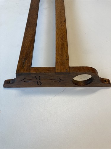 Antique Oak Church Pew Bible Rack Vtg Magazine Spice Shelf | eBay