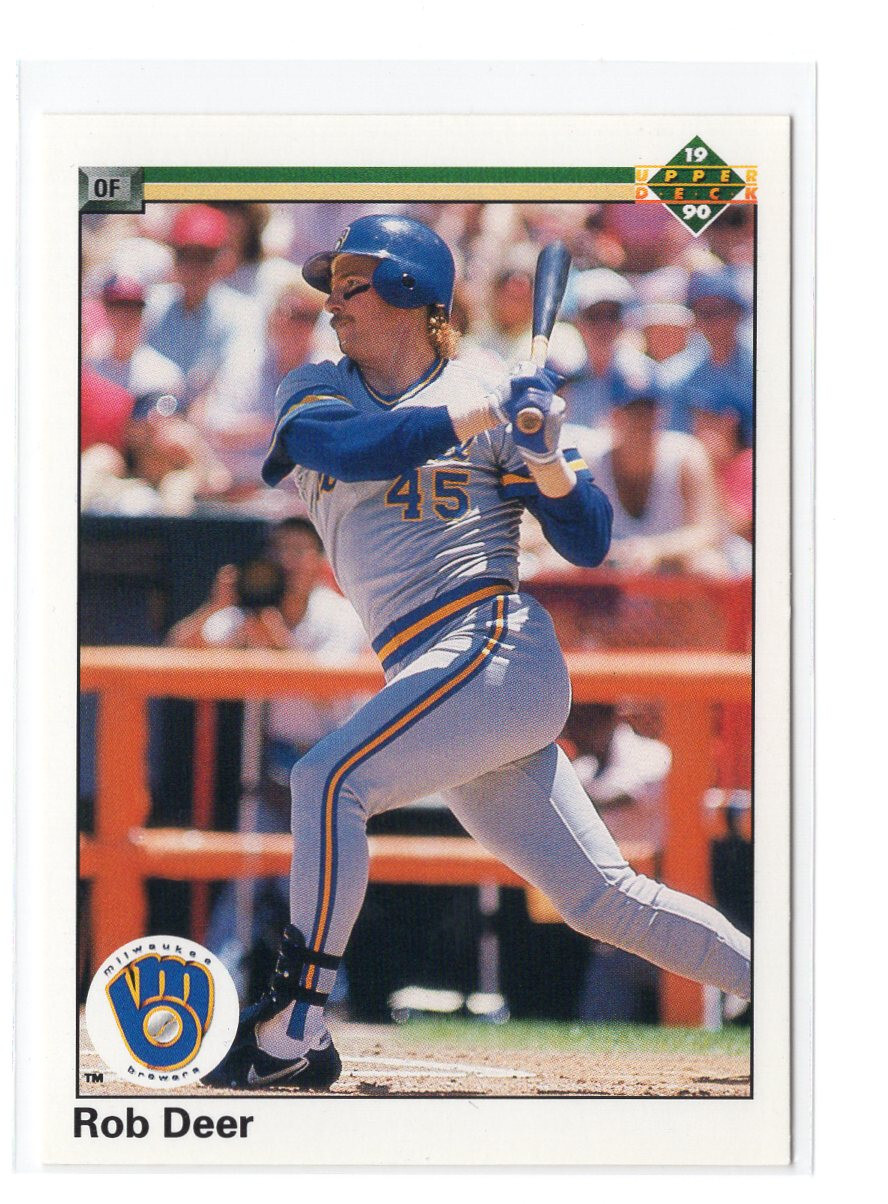 Baseball Card - 1990 Rob Deer 176 - Milwaukee Brewers Upper Deck 90 MLB ...