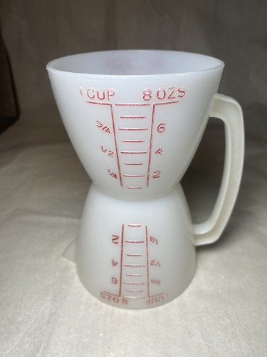 Tupperware Double 2 In 1 Wet & Dry Measuring Cup Vintage Red Lettering ...