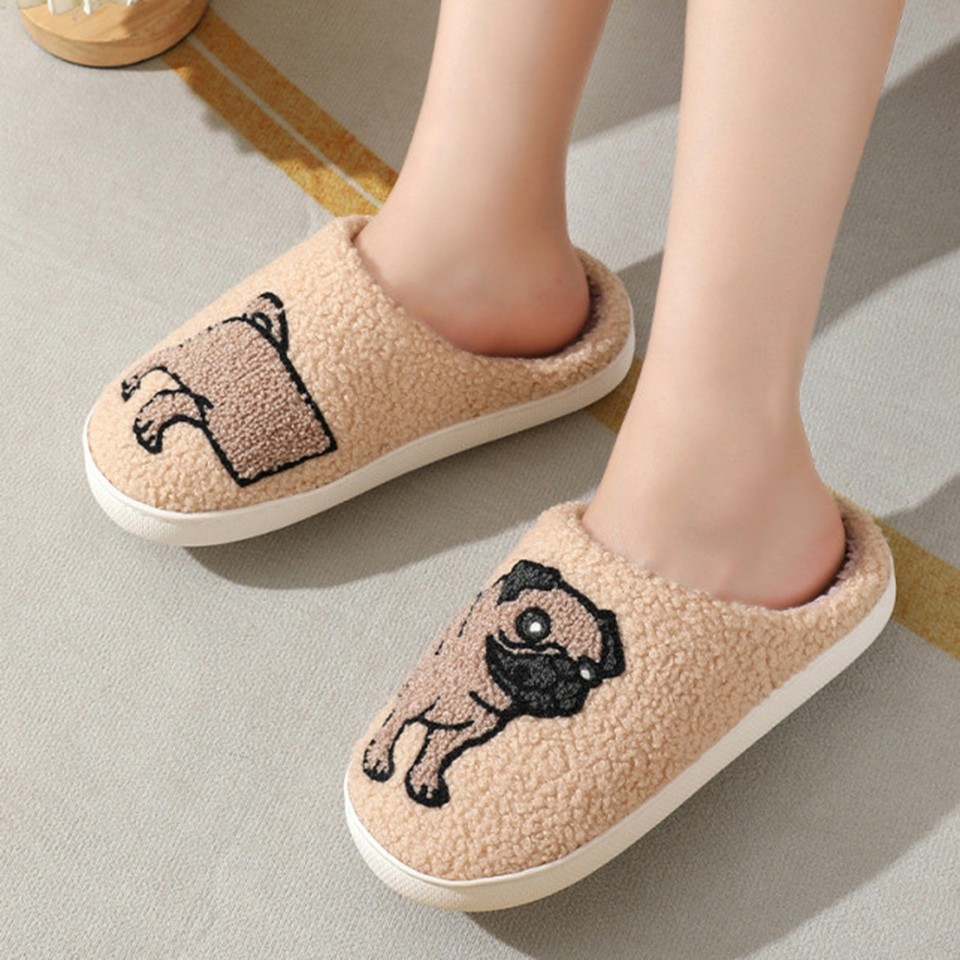 1Pair Cartoon Dachshund Wiener Dog Women Plush Slippers House Slippers ...