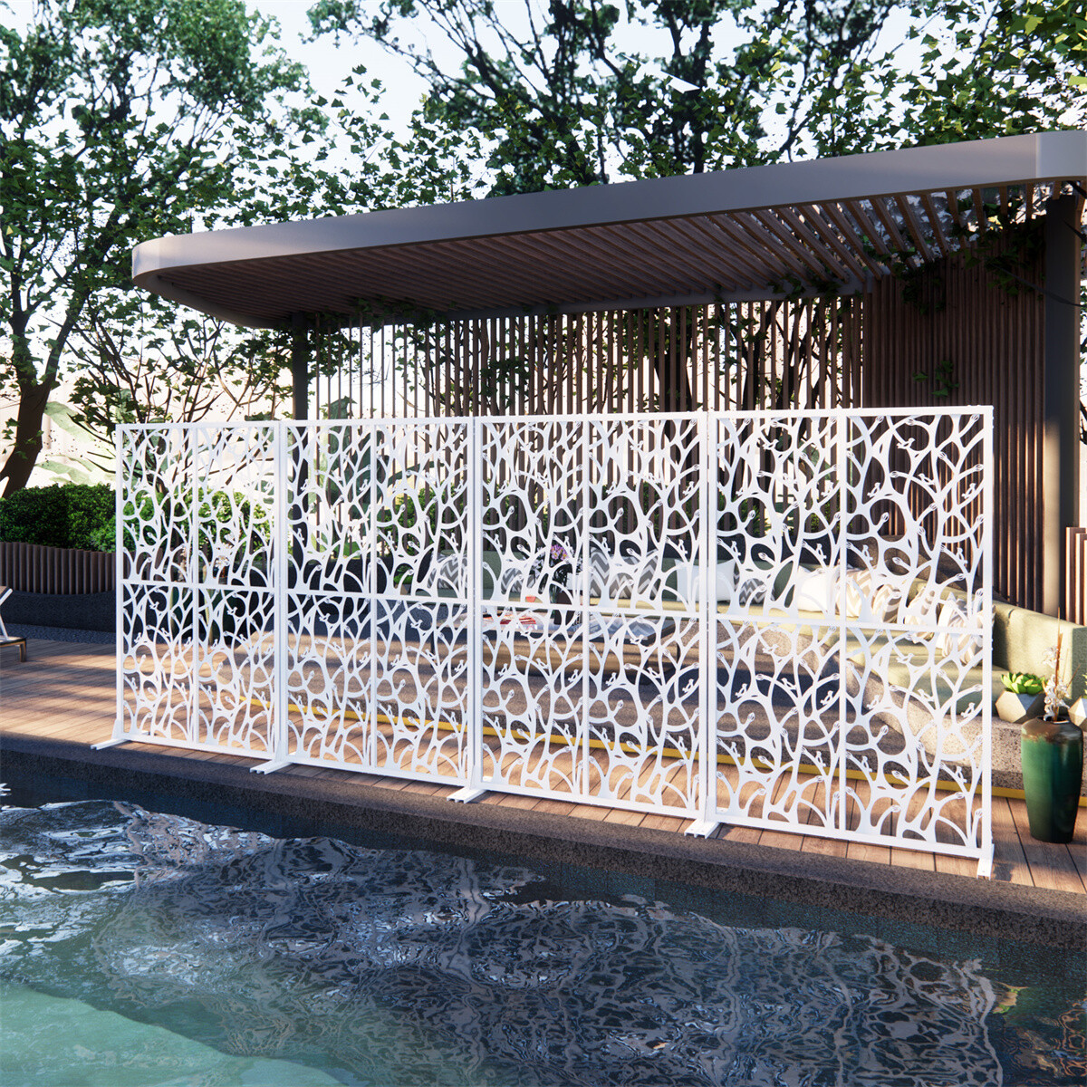Metal Panels Decorative Divider Wind Outdoor Garden Privacy Dividers ...