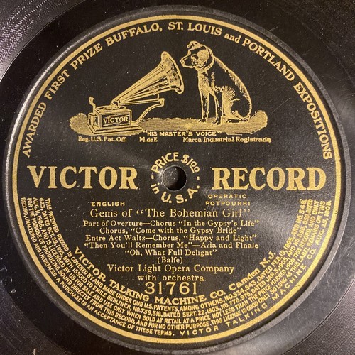 1910 VICTOR RECORD Victor Light Opera Company 78 rpm THE BOHEMIAN GIRL ...