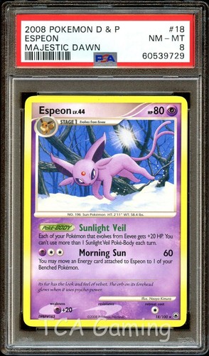 PSA 8 NM-MINT Espeon 18/100 DP Majestic Dawn RARE Pokemon Card 729 | eBay