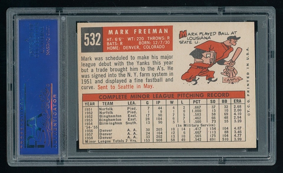 1959 Topps #532 Mark Freeman PSA 8 NM-MT | eBay