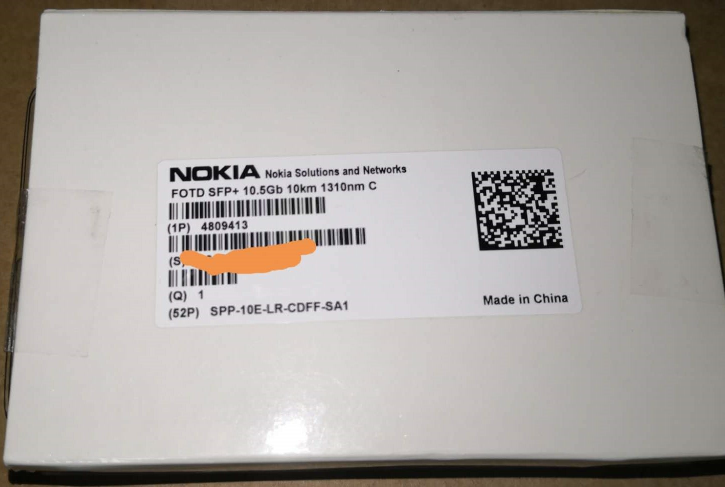 NOKIA-NSN FOTD (1P) 4809413 SFP+ 10.5G 10km 1310nm SPP-10E-LR-CDFF-SA1 ...