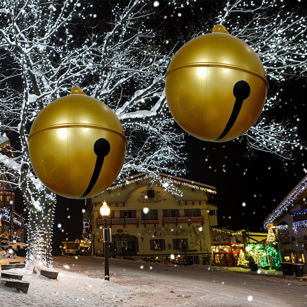 T0# 60cm Big Bell Balloon PVC Christmas Blow Up Bell Xmas Tree Decor ...