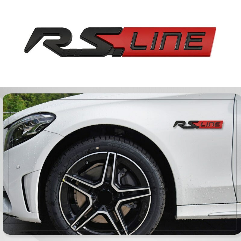 2x Black Red RS Line Emblem Car Fender Trim Badge for Renault Clio ...
