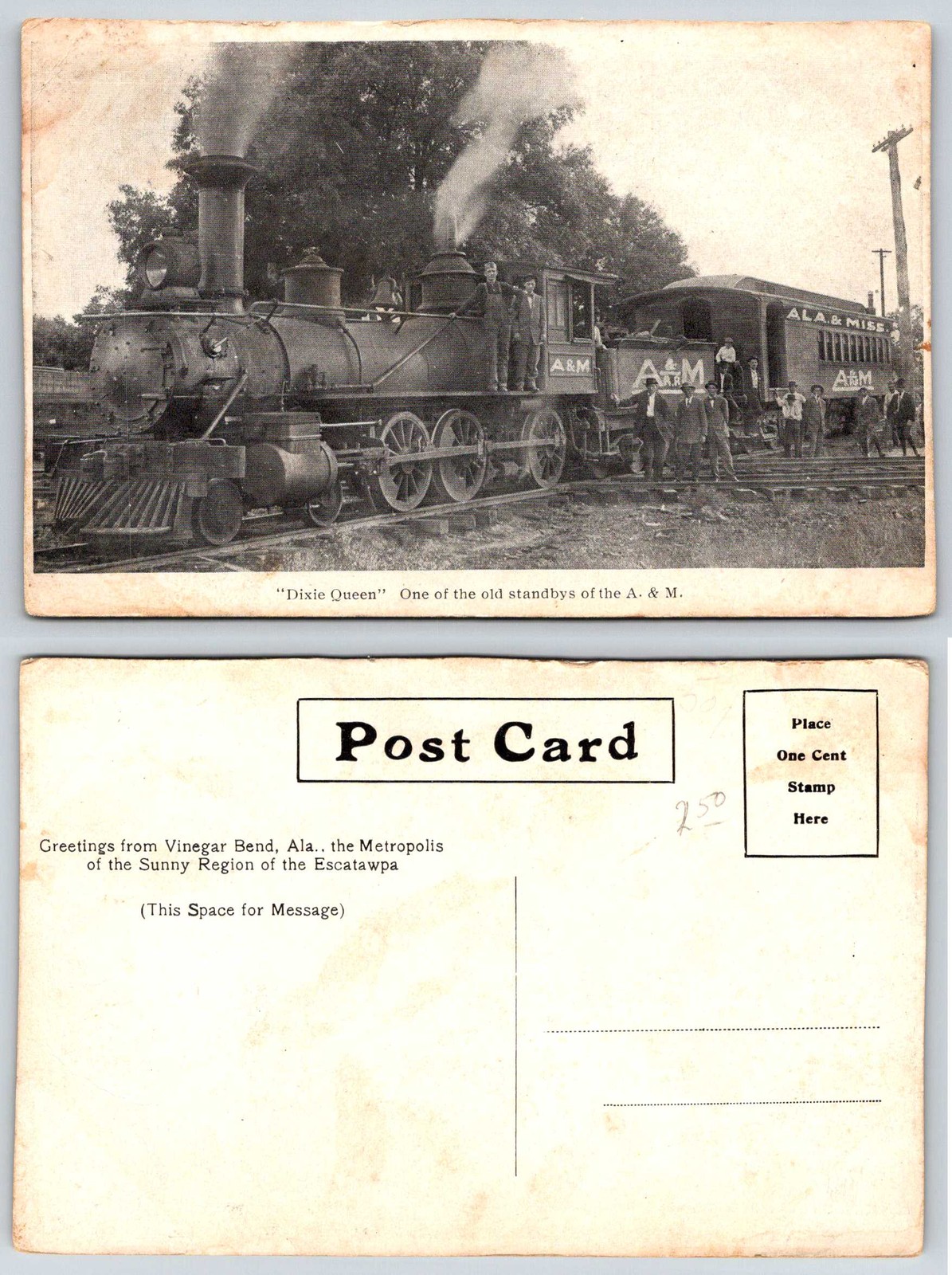 Vinegar Bend Alabama Dixie Queen A & M Railroad Train Depot Station ...