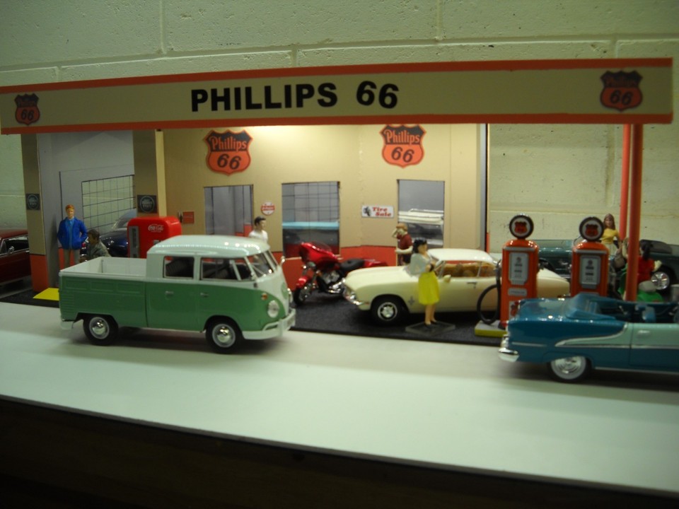 Phillips 66 gas station 1/25 1/24 scale model car display diorama ...