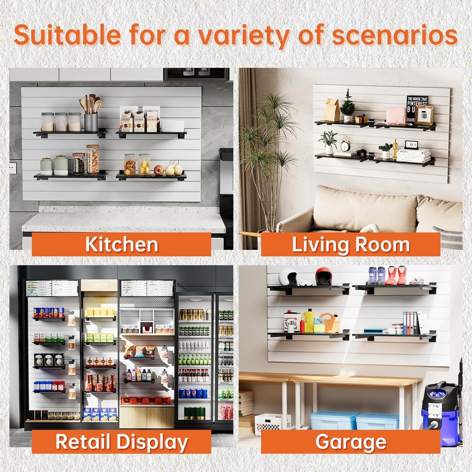 8 Inch Square Tubing Slatwall Shelf Bracket , Heavy Duty Slat Wall ...