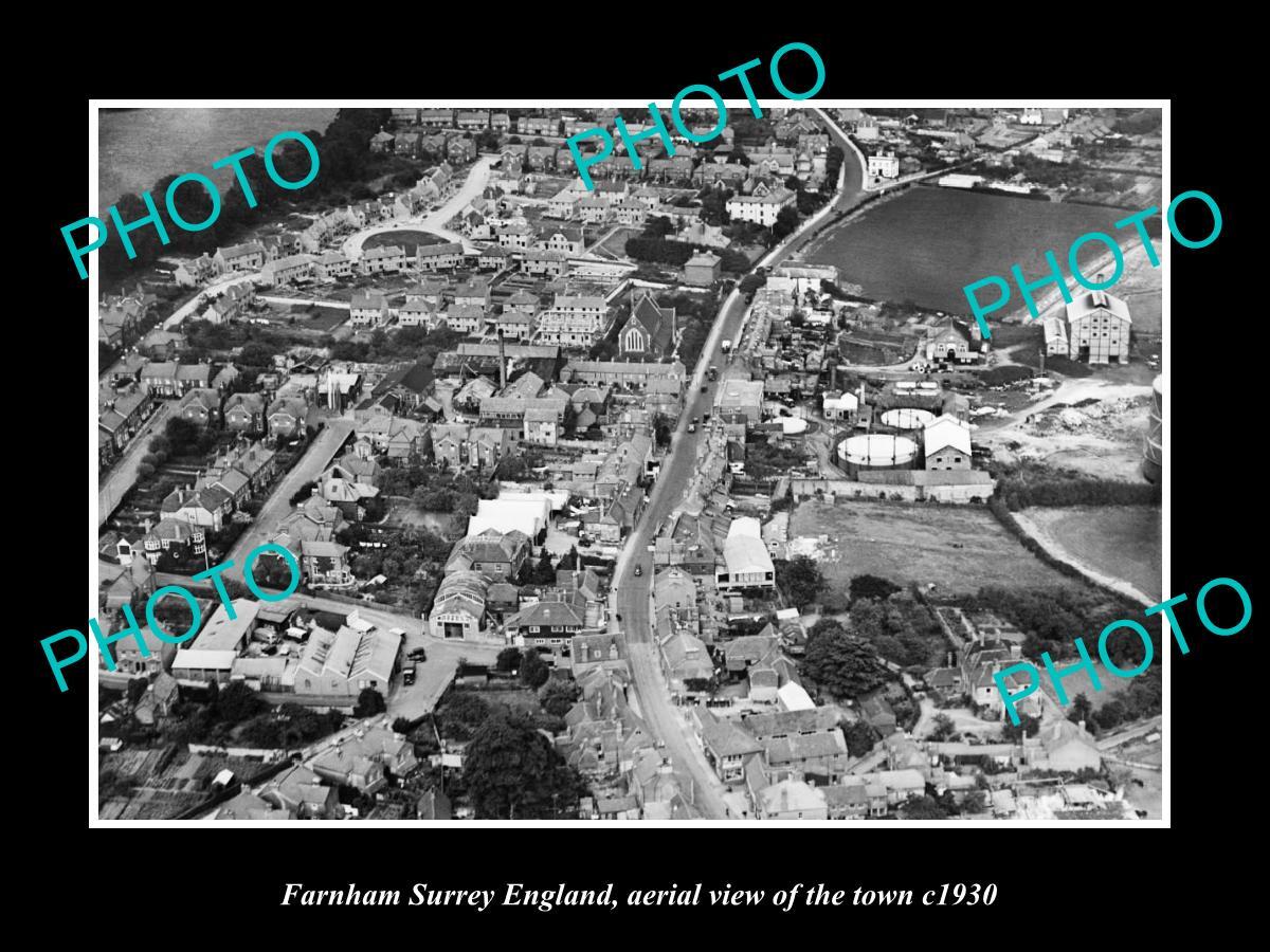OLD 8x6 HISTORIC PHOTO OF FARNHAM SURREY ENGLAND AERIAL VIEW OF TOWN ...