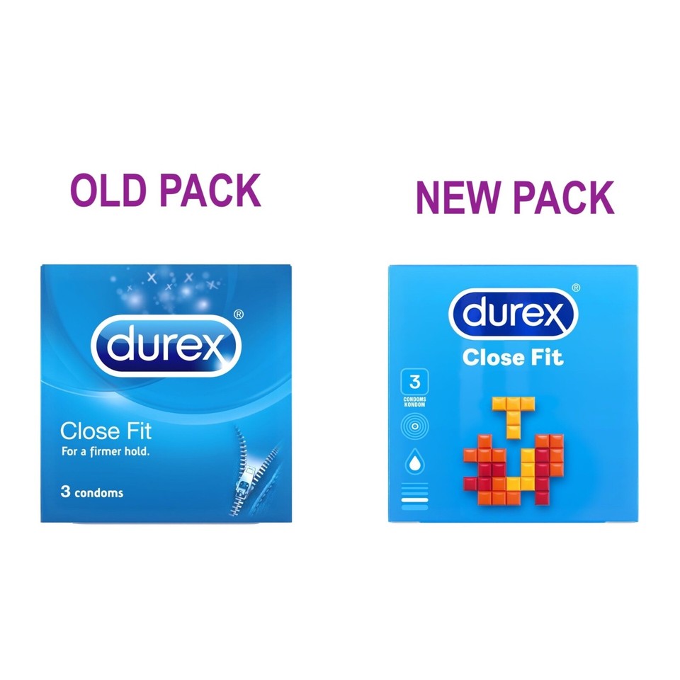 Durex Close Fit Condoms Pack 3 | Sealed Box | 49mm Size Tighter Slim ...