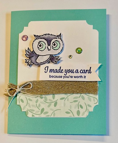 4 Card Set “I made a Card because your worth it” Up Adorable Owls DIY ...