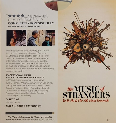 HBO Emmy FYC DVD Music Strangers Yo-Yo Ma Silk Road Bright Lights ...