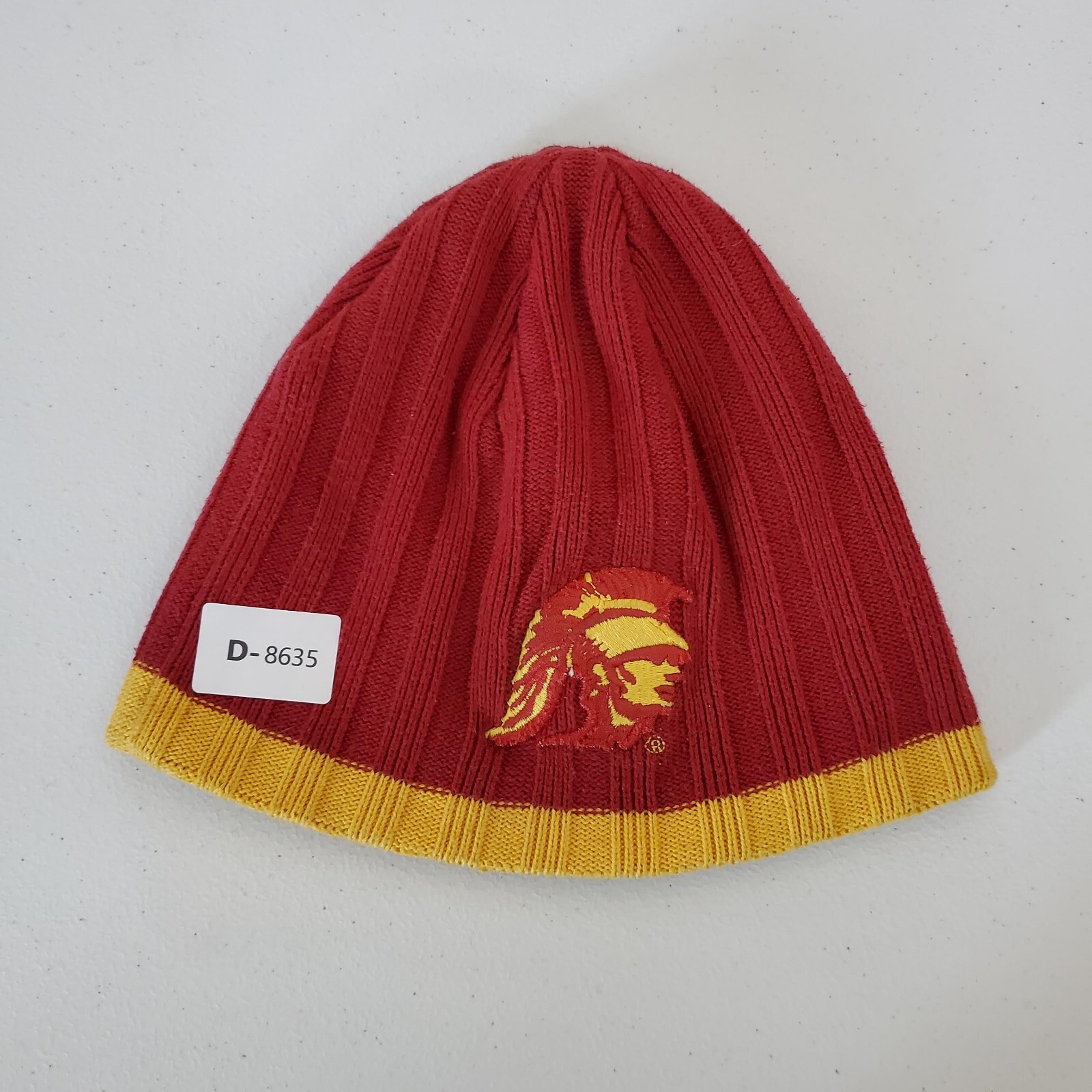 UCS Trojans Men Hat One Size Red Yellow Beanie Embroidered Logo Ribbed ...