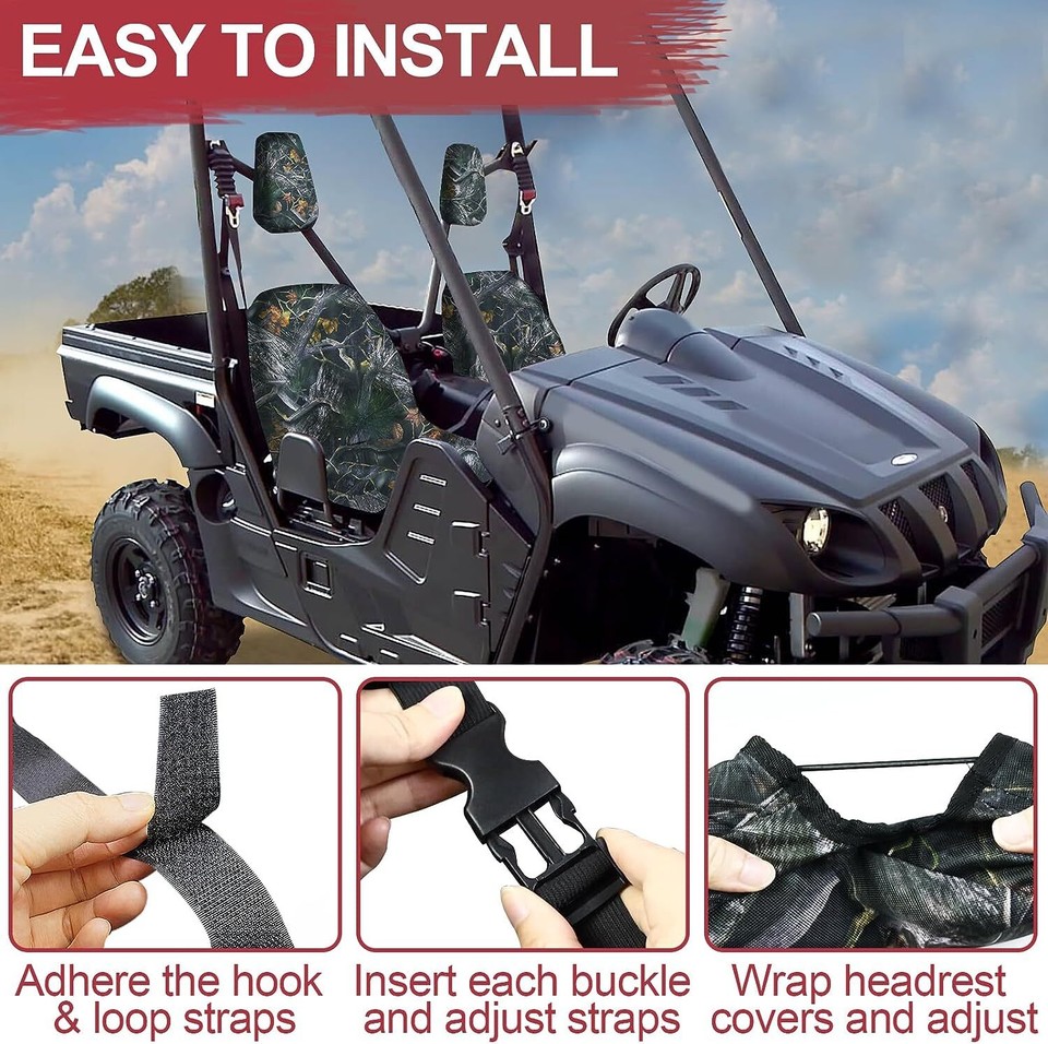 900D UTV Bucket Seat Cover w/Headrest Cover for Yamaha Rhino 450 700 ...