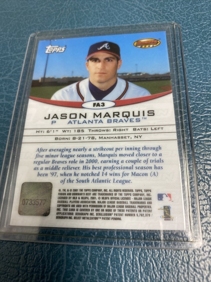 2001 Topps Fusion Jason Marquis Braves Certified Signed/Autograph ...