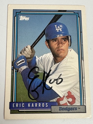 1992 Topps #194 Los Angeles Dodgers Eric Karros Autograph NRMT ...
